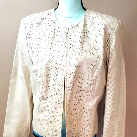 Ashro | Jackets & Coats | Vintage Soft White Leather Perforated Dress ...